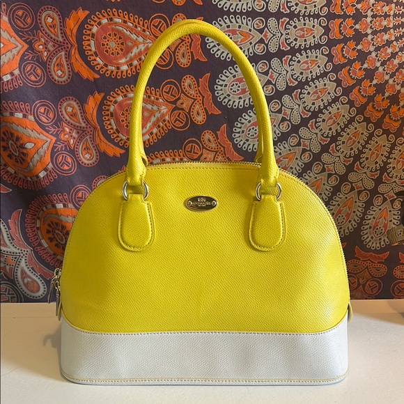 Coach | Bags | Coach Yellow And White Satchel With Structured Design ...